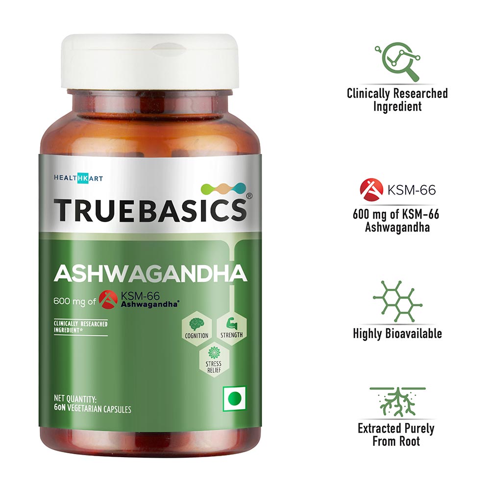 TrueBasics Ashwagandha with 600 mg of KSM-66, 60 capsules online in ...
