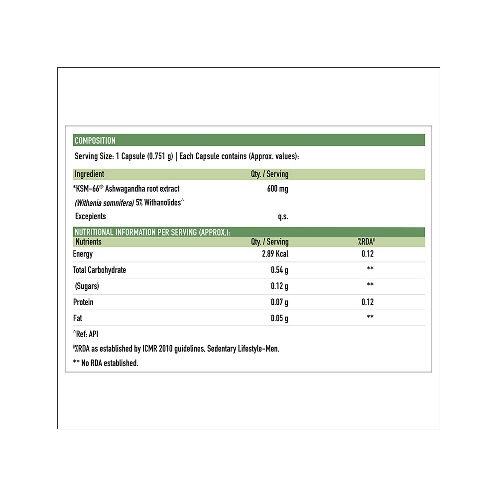 TrueBasics Ashwagandha with 600 mg of KSM-66, 60 capsules online in ...
