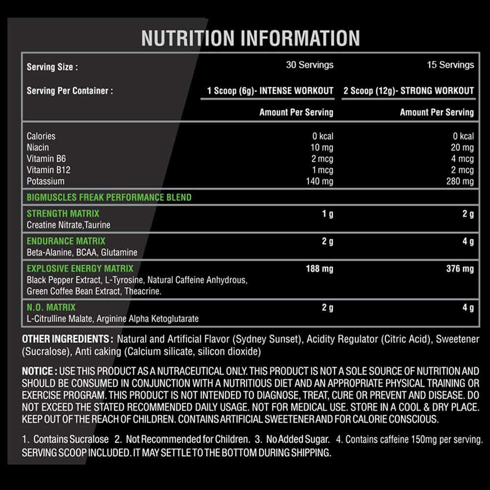 Big Muscles Freak Pre Workout, 0.4 lb Sydney Sunset at Best Price in ...