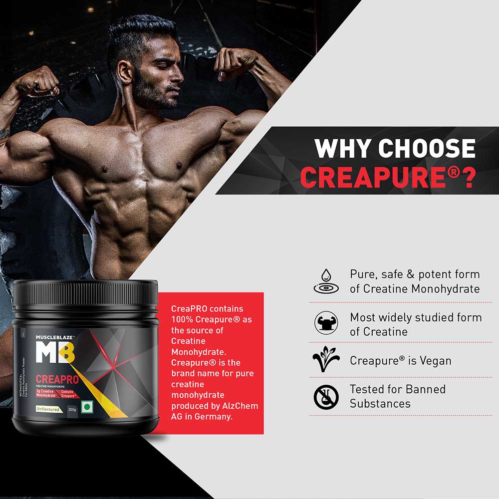 MuscleBlaze CreaPro Creatine with Creapure - Unflavoured (0.55 lb)