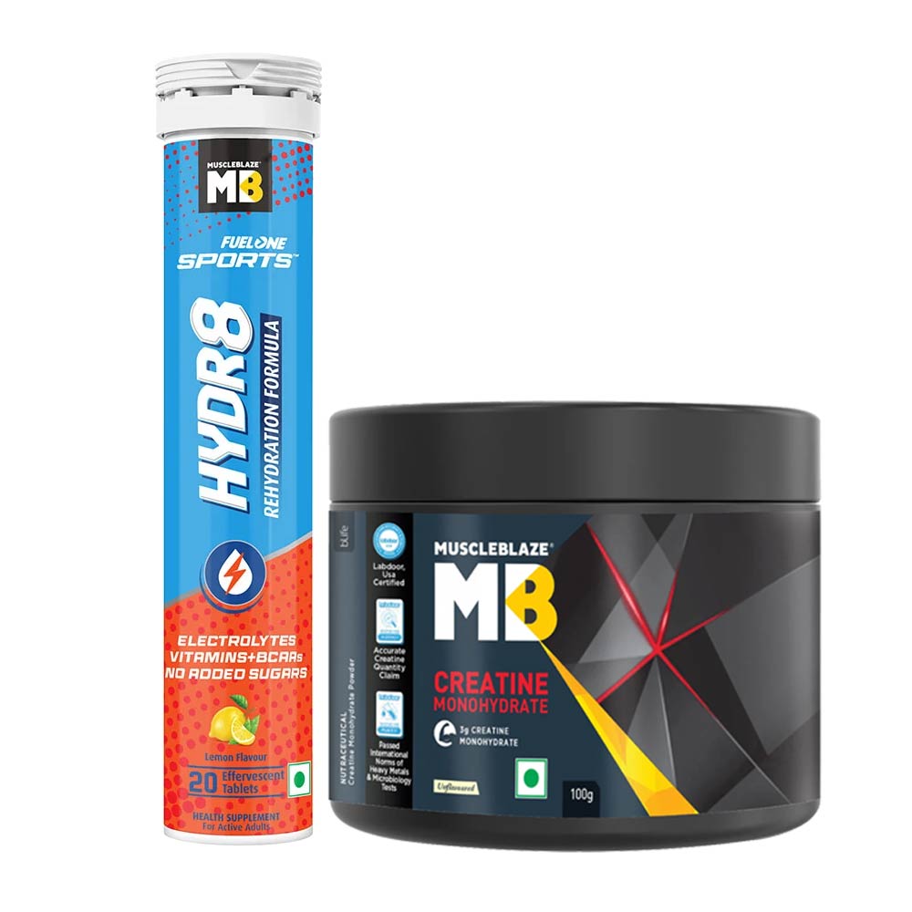 MuscleBlaze Creatine Monohydrate 0.22 lb & Fuel One Sports Hydr8 20 ...