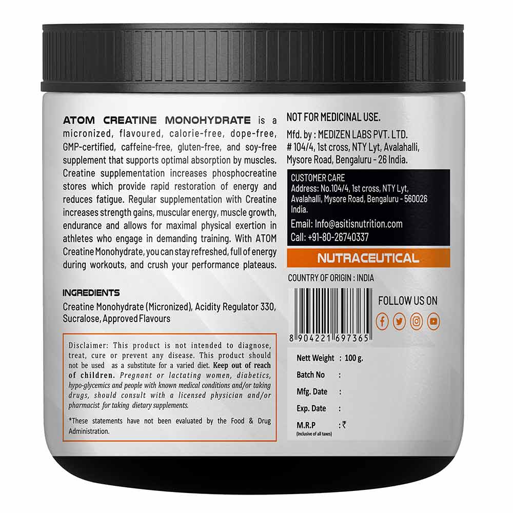 ATOM Creatine Monohydrate at Best Price in India | Healthkart.com