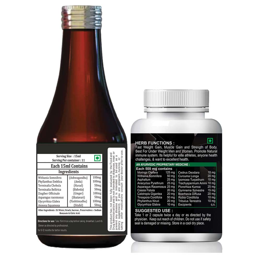 Weight Gain Syrup 200 ml & Gain Muscles Pro 30 Capsules Combo at Best ...