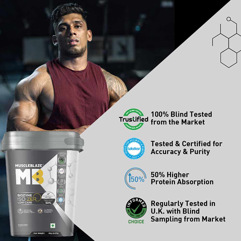 MuscleBlaze Iso Zero Whey Protein Isolate - (Low Carb Chocolate, 2 Kg ...