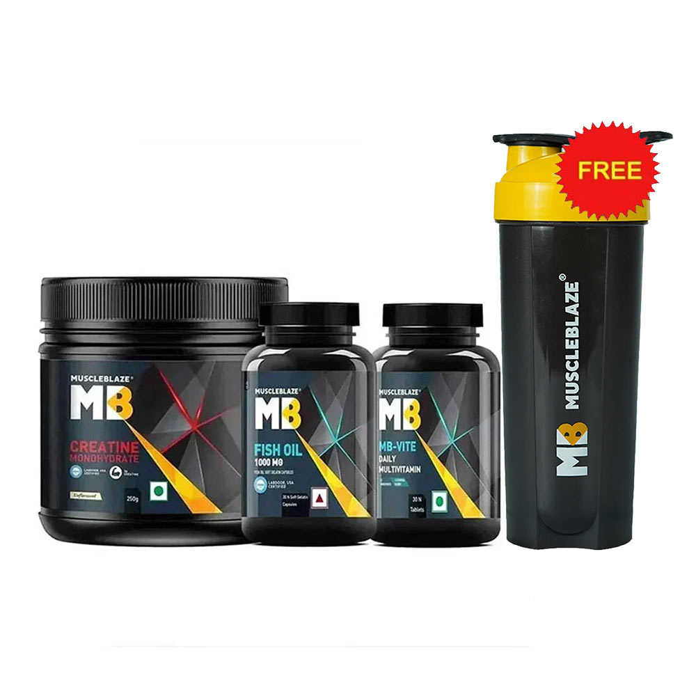 MuscleBlaze Creatine Monohydrate 0.55 lb & Fish Oil & MB-VITE 30 Tabs ...