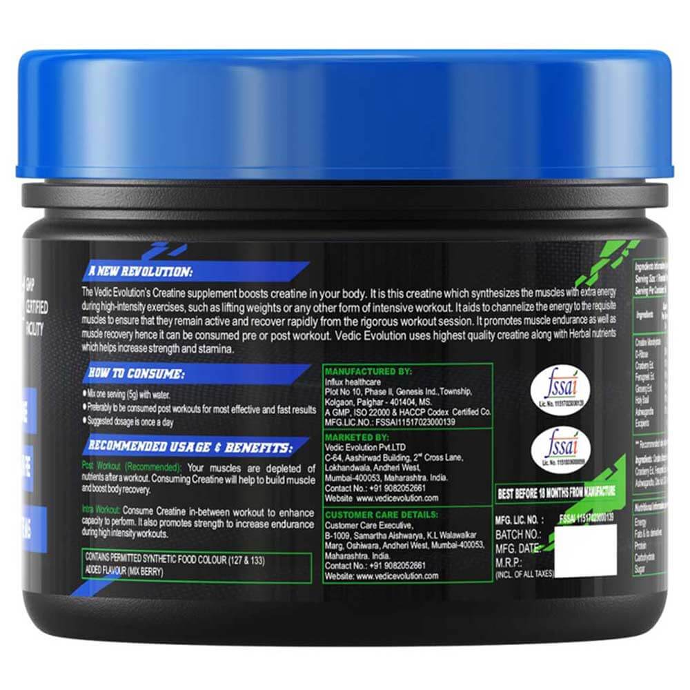 Vedic Evolution Creatine Monohydrate, Mix Berry 0.66 lb at Best Price ...