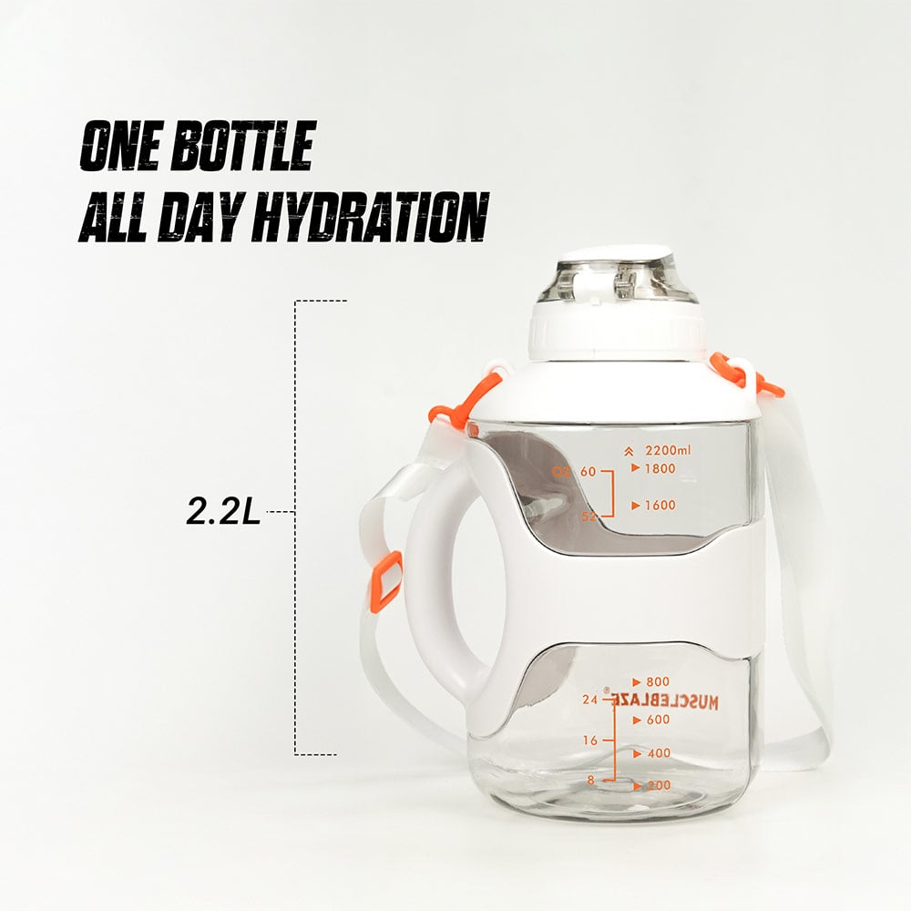 Gym Gallon Water Bottle White • 2.2 L